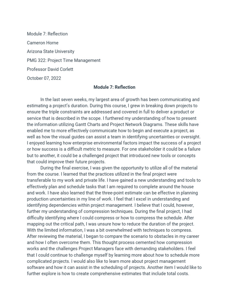 module 7 reflection | PDF | Project Management | Cognition