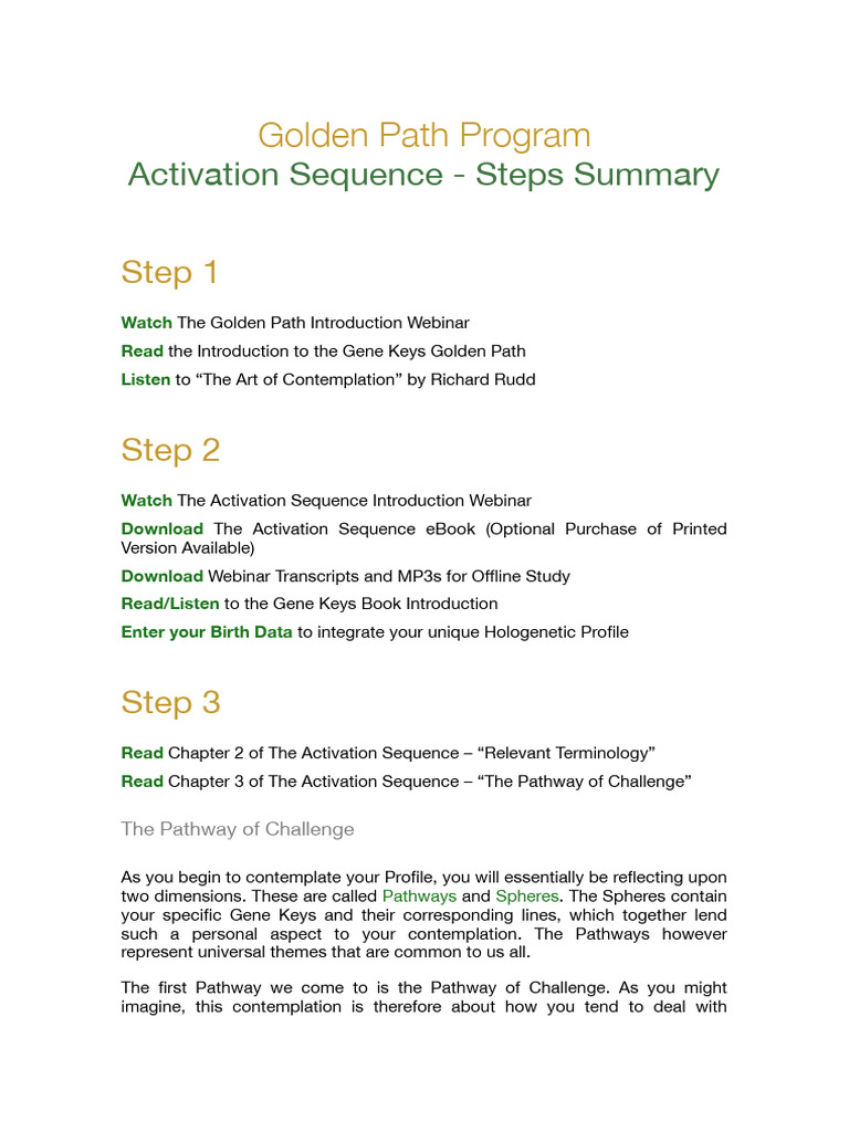 Golden Path Activation Steps | PDF