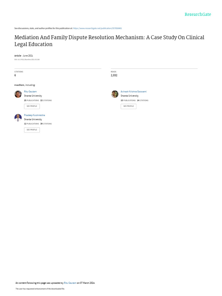 Mediation and Family Dispute Resolution Mechanism | PDF | Mediation | Alternative Dispute Resolution