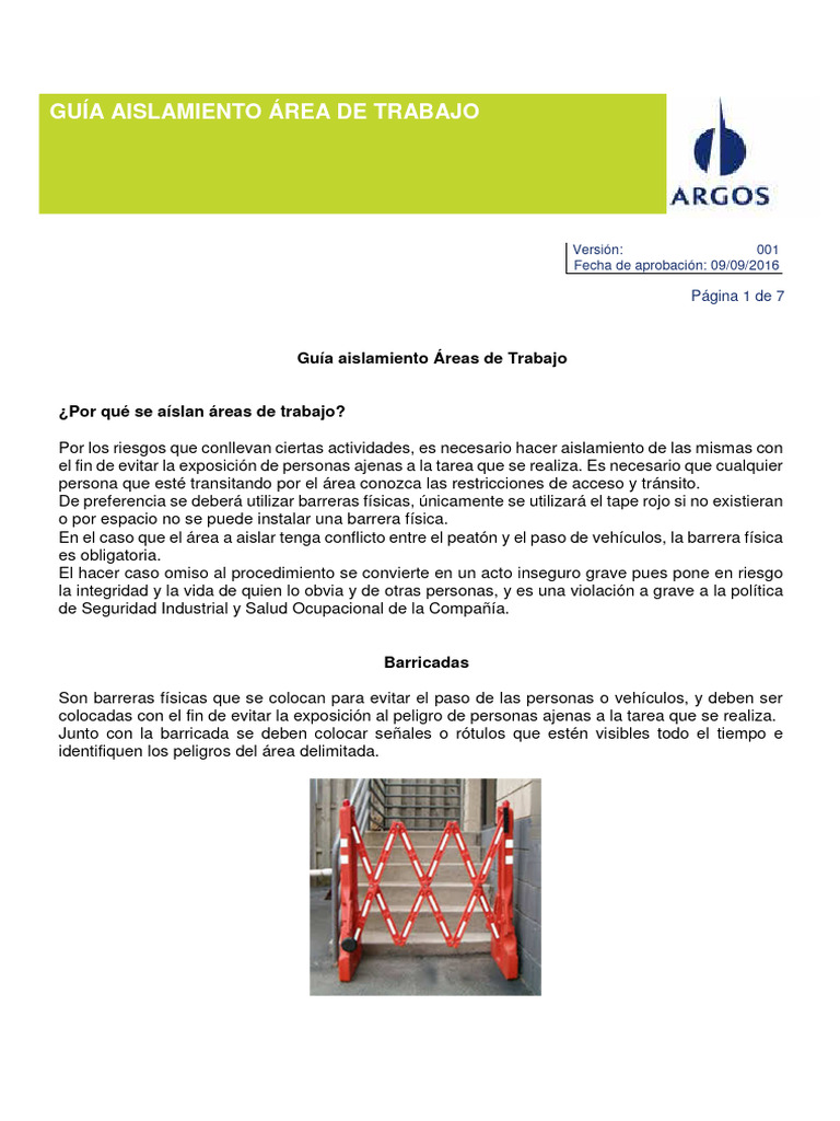 ANX EHS020 Guia Aislamiento Area de Trabajo | PDF | Color