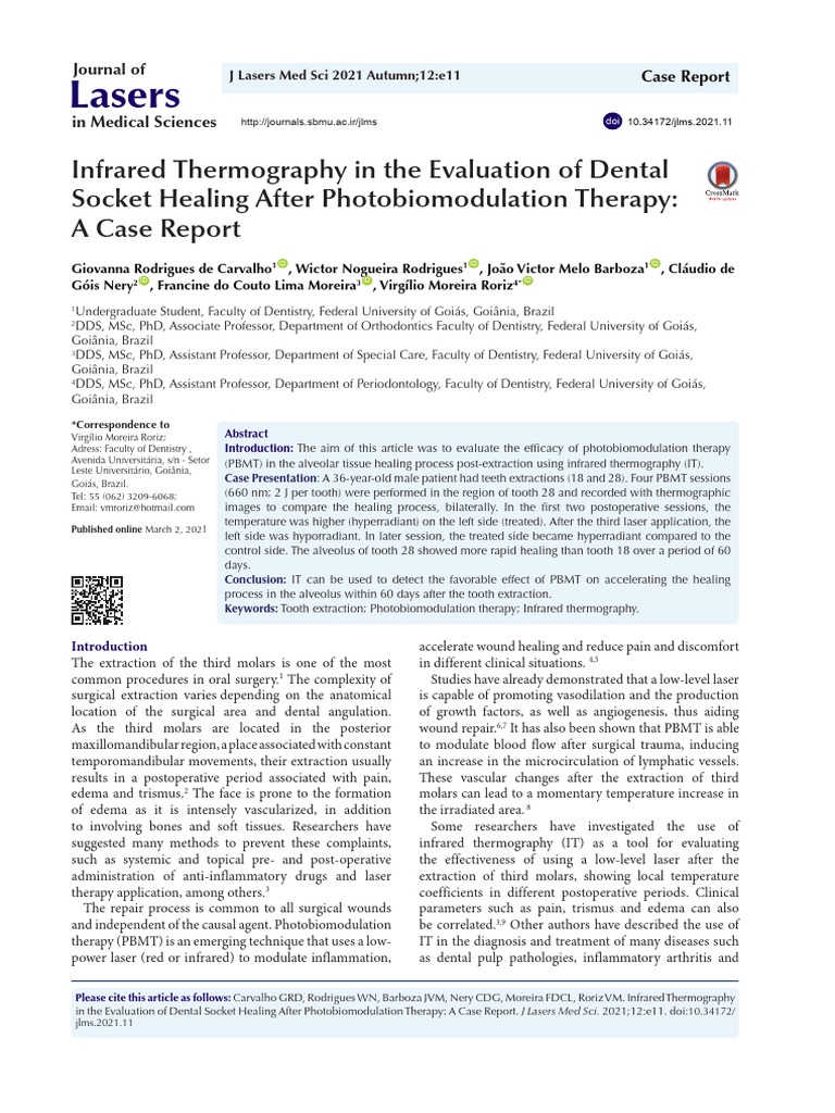 Infrared Thermography in The Evaluation of Dental Socket Healing After ...