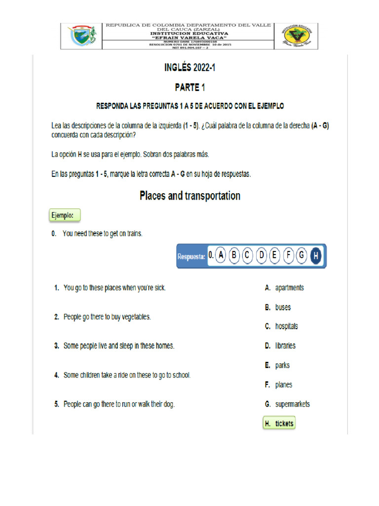 saber 11 inglès cuadernillo 1 2024 | PDF