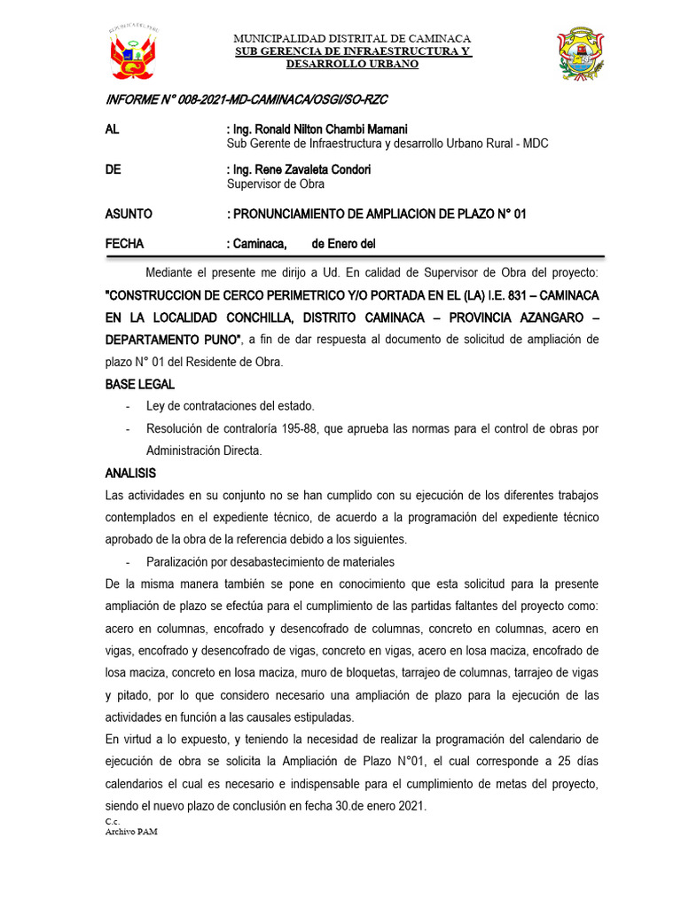 Informe #008 Inorme Super Ampliacion Conchilla | PDF