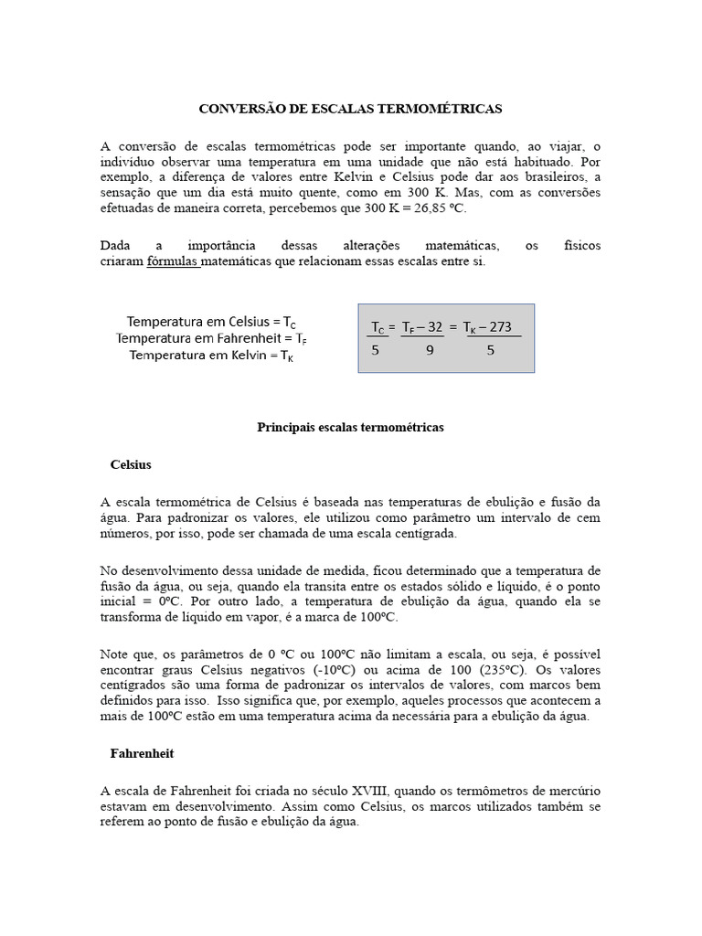 Conversão de Escalas Termométricas 2B | PDF | Celsius | Fahrenheit