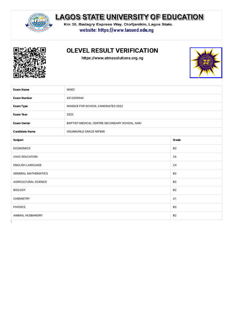 WAEC Result Verification notes | PDF
