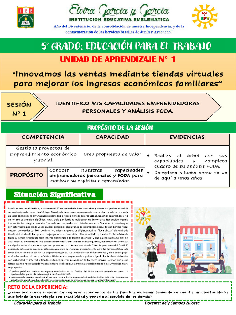 Sesión 01-EPT-5to Grado | PDF