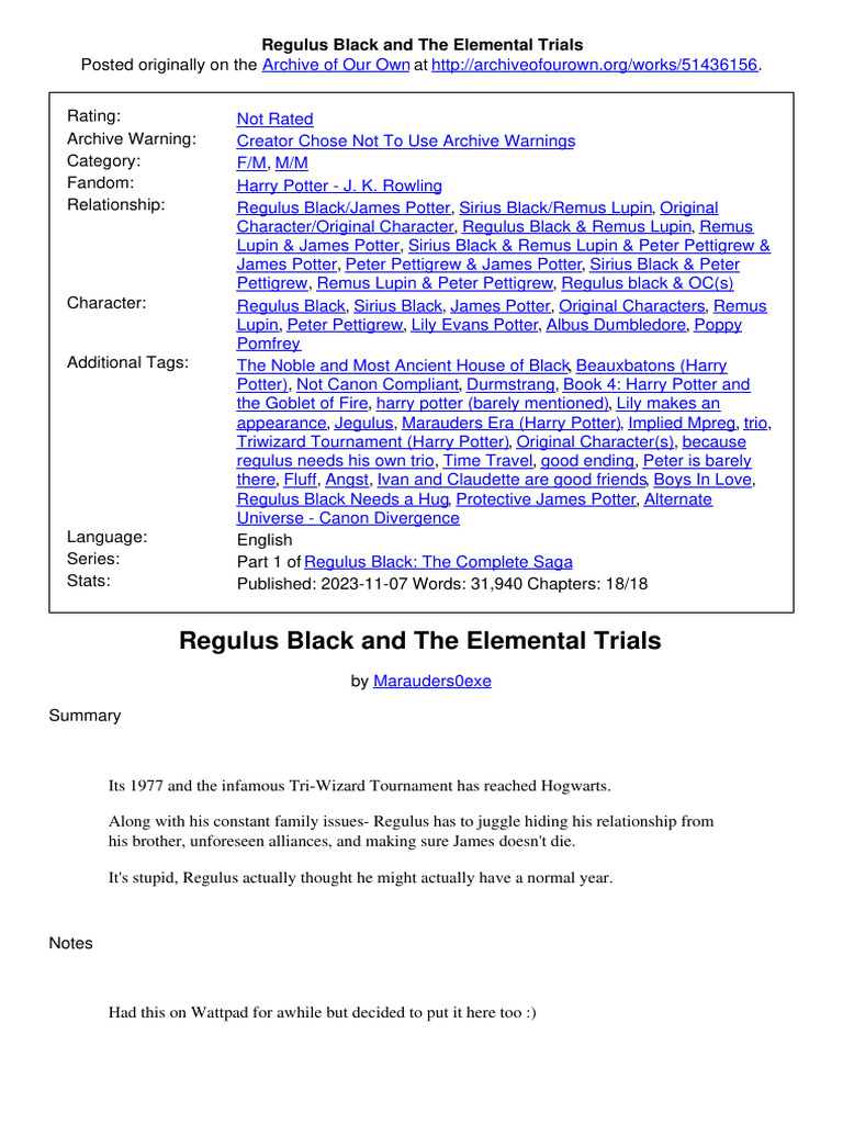 Regulus Black and The | PDF | Harry Potter
