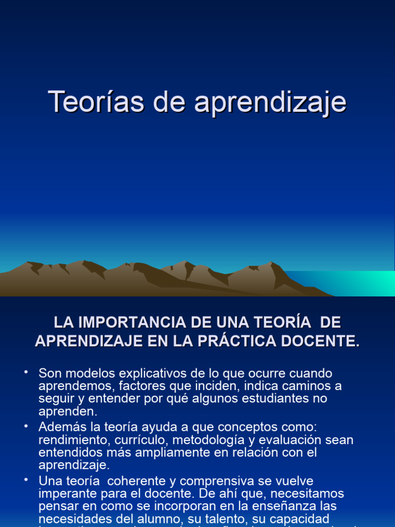 5-La Importancia de Una Teoria de Aprendizaje | PDF | Aprendizaje | Ciencia cognitiva