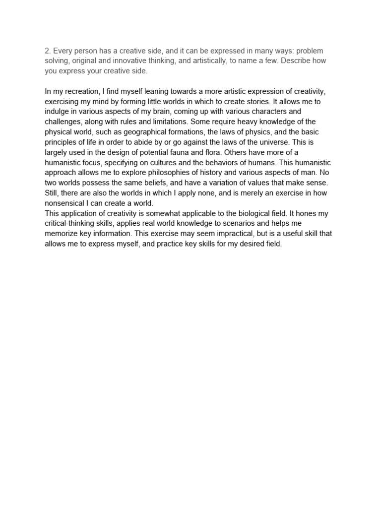 Exploring Creativity Through World-Building | PDF