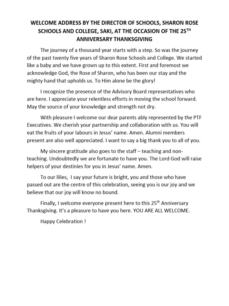 Welcome Address | PDF