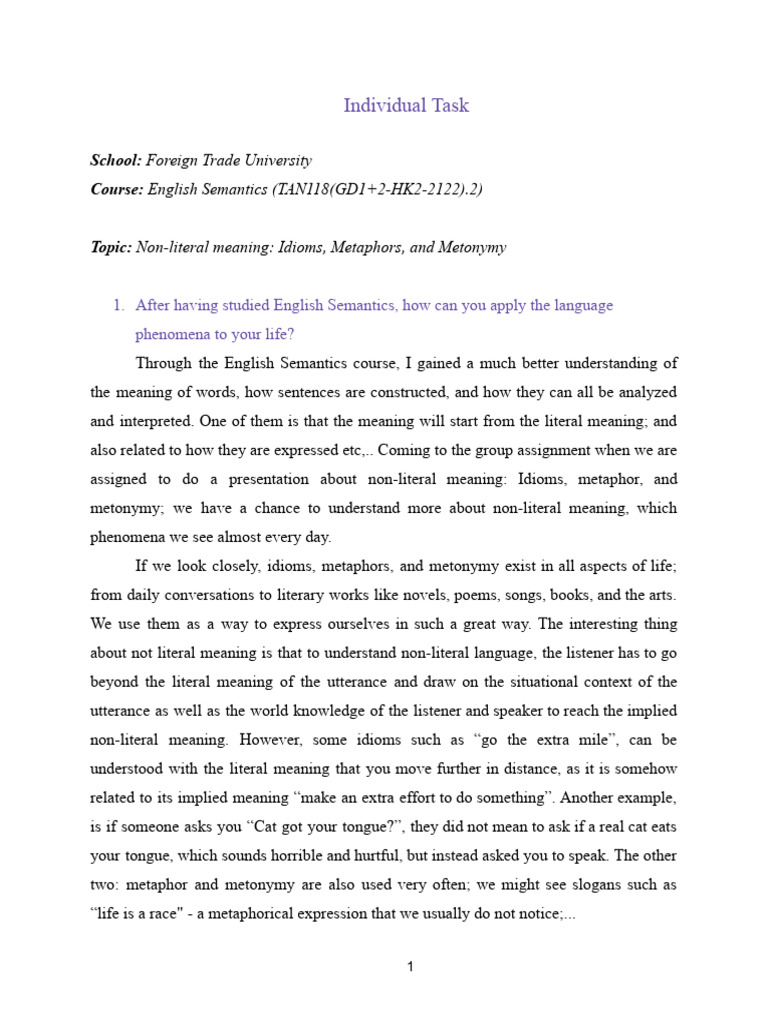 Individual Task | PDF | Semantics | Idiom