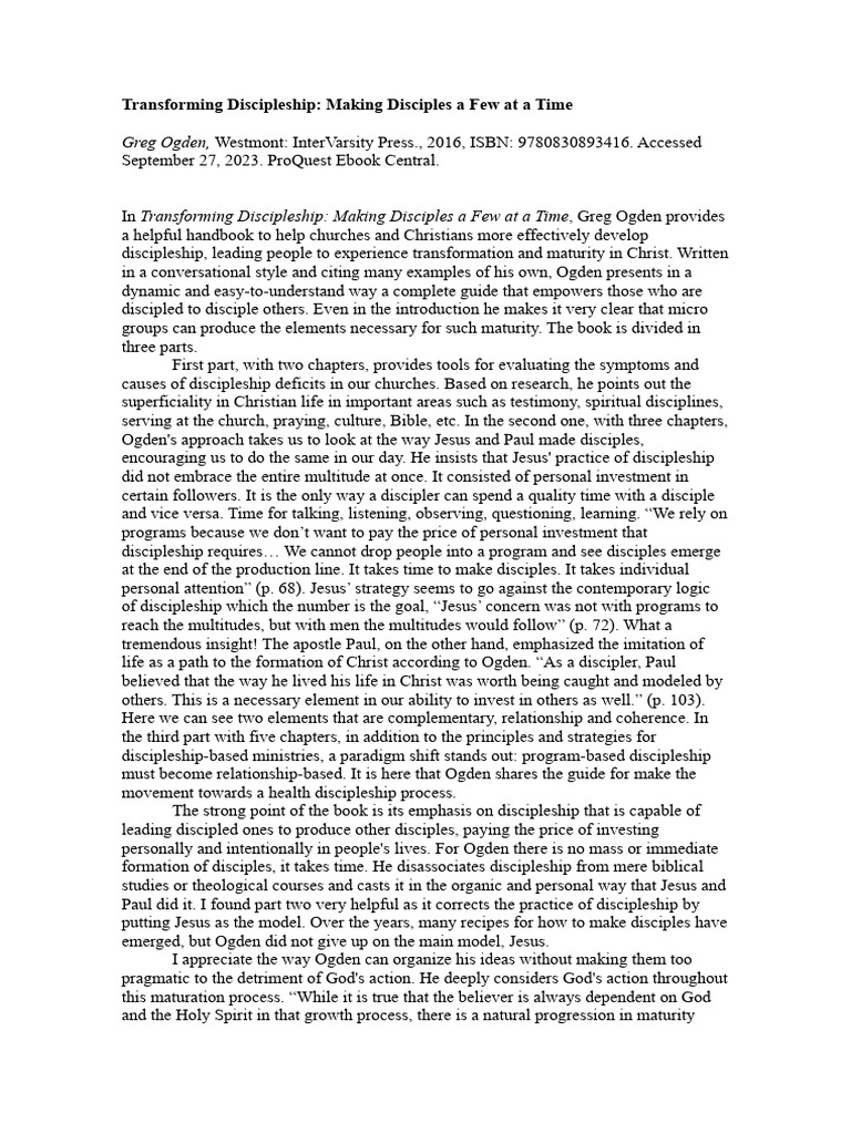 Discipleship Transformation Guide | PDF | Disciple (Christianity) | Jesus