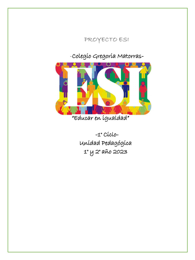 PROYECTO ESI 1° _ 2° | PDF | Educación sexual | La sexualidad humana
