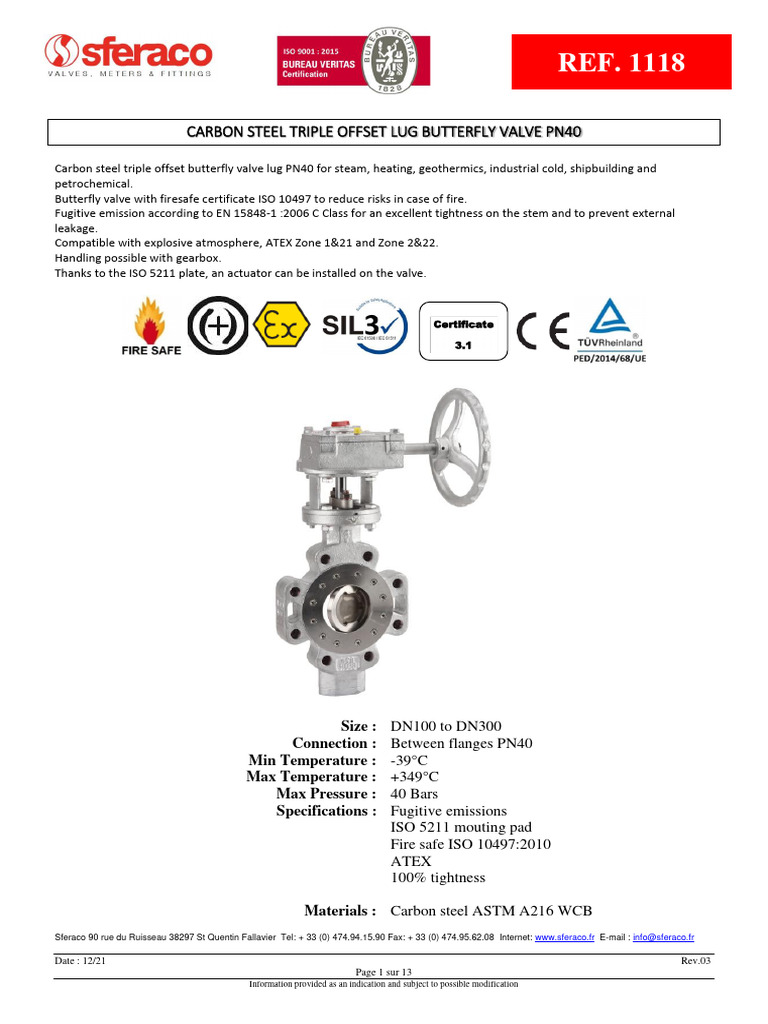 Technical Datasheet Carbon Steel Triple Offset Butterfly Valve Lug pn40 ...