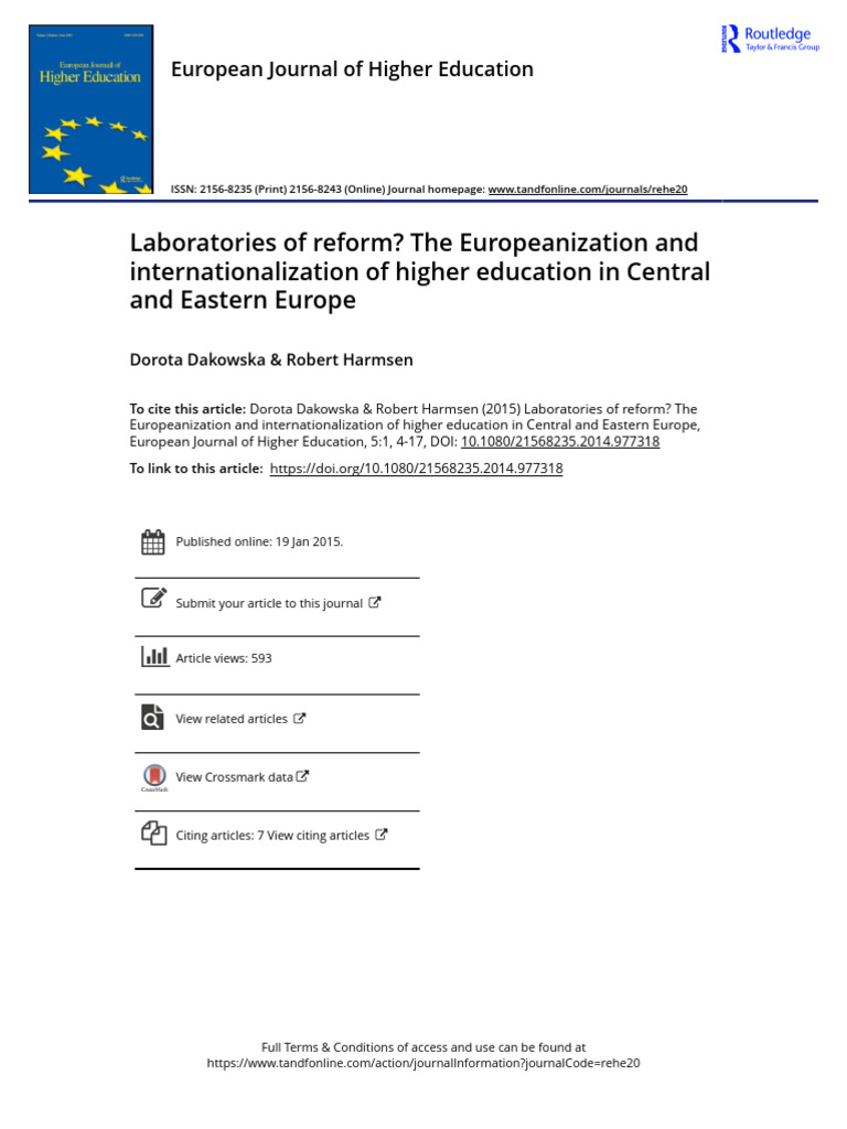 Laboratories of Reform The Europeanization and Internationalization of Higher Education in ...