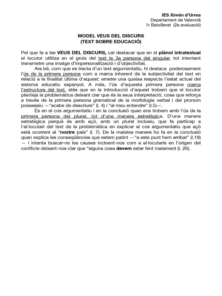 Model Veus Del Discurs | PDF