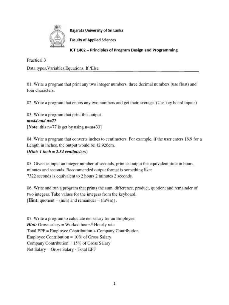 Assignment2 7n3quest (Practical3) | PDF | Integer | Computer Programming