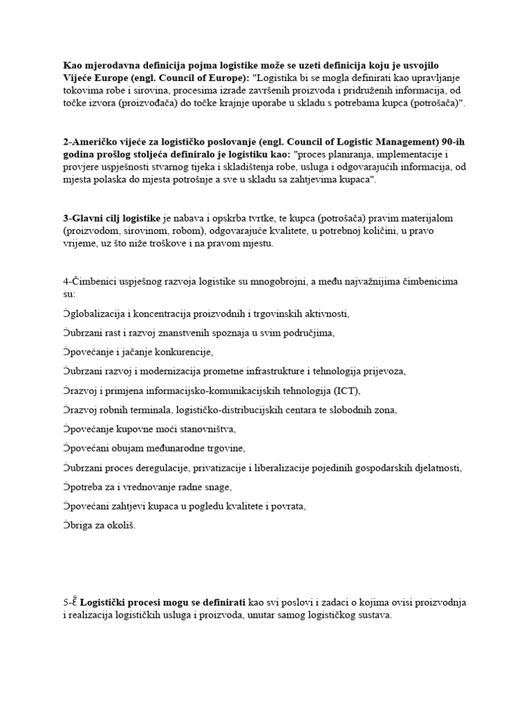 Šego Logistika I Opskrbni Lanci | PDF