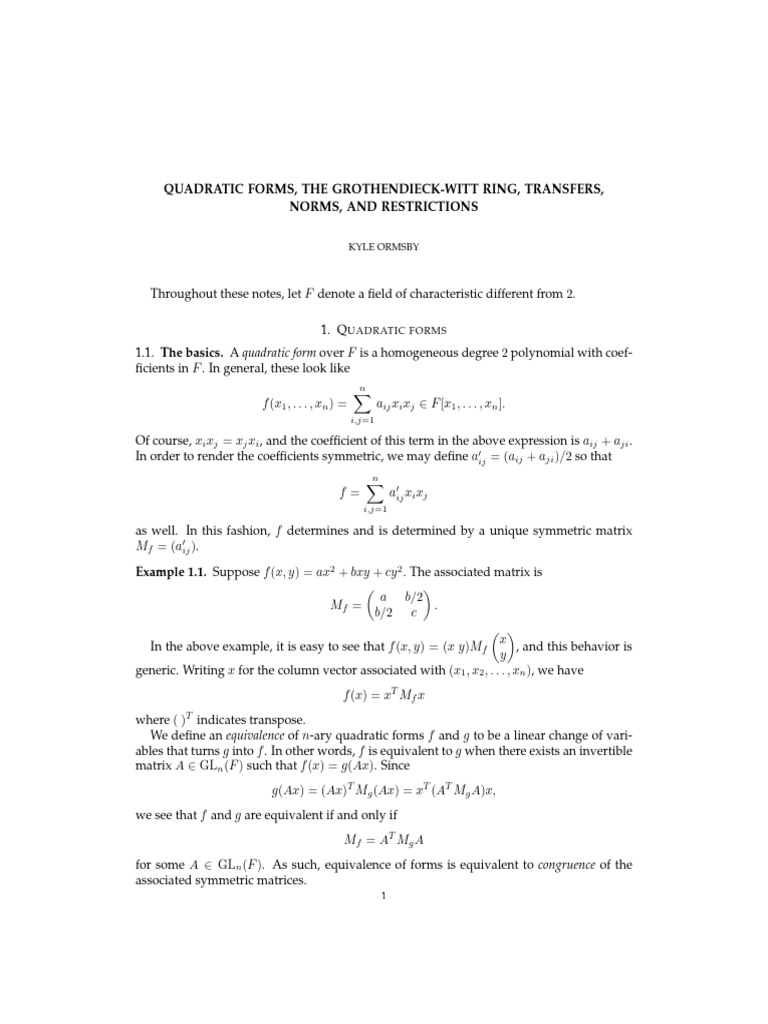quadratic_TNR | PDF | Ring (Mathematics) | Field (Mathematics)