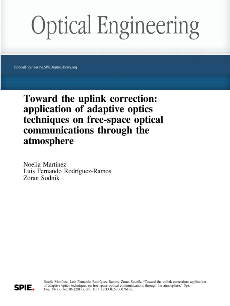 Toward The Uplink Correction: Application of Adaptive Optics Techniques On Free-Space Optical ...
