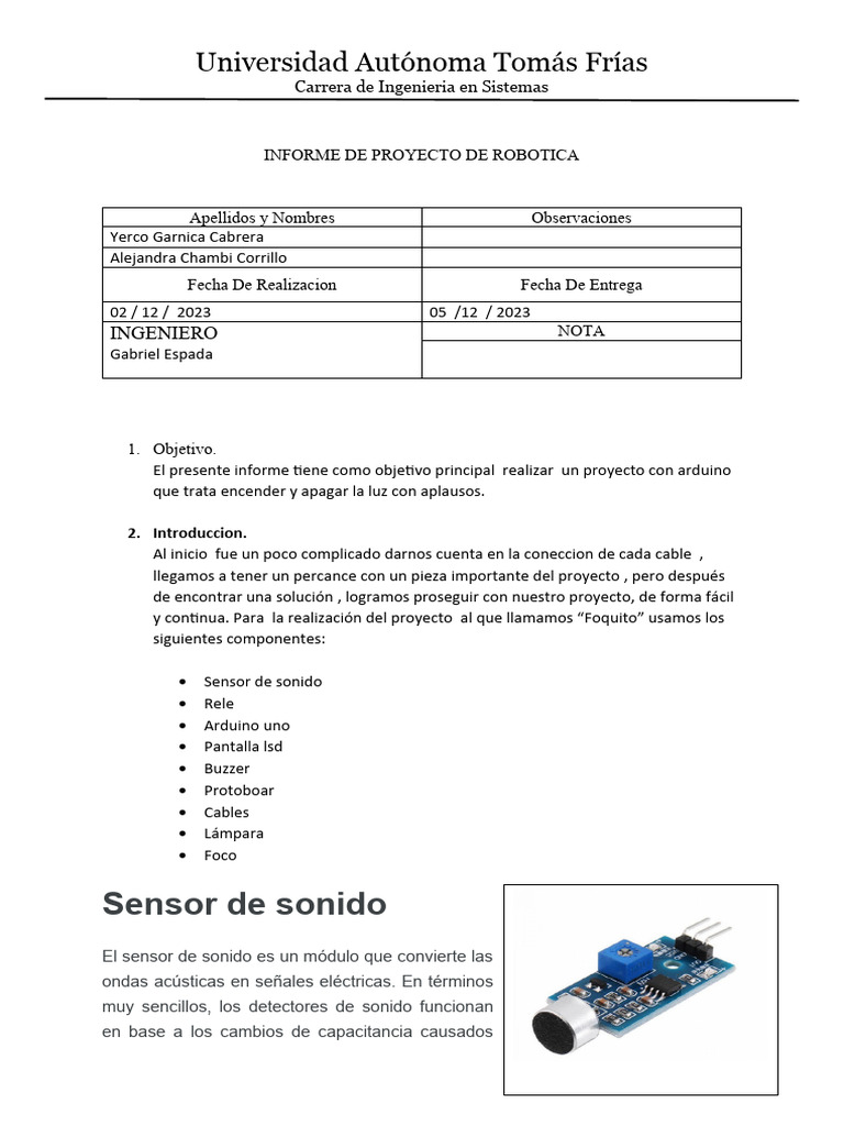 Proyecto de Robotica | PDF | Arduino | Electrónica
