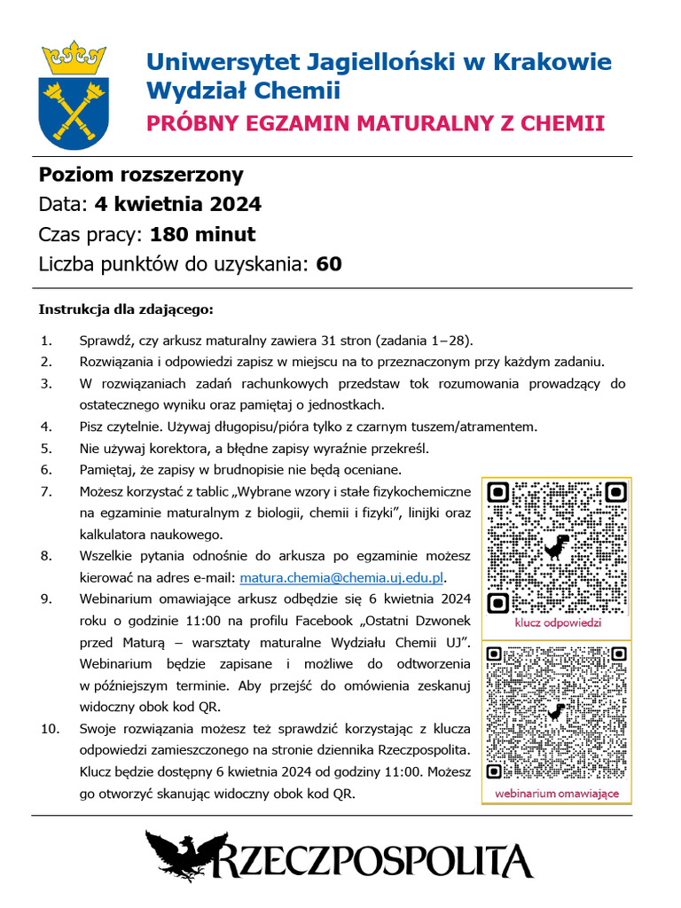 Arkusz Matura UJ 2024 | PDF