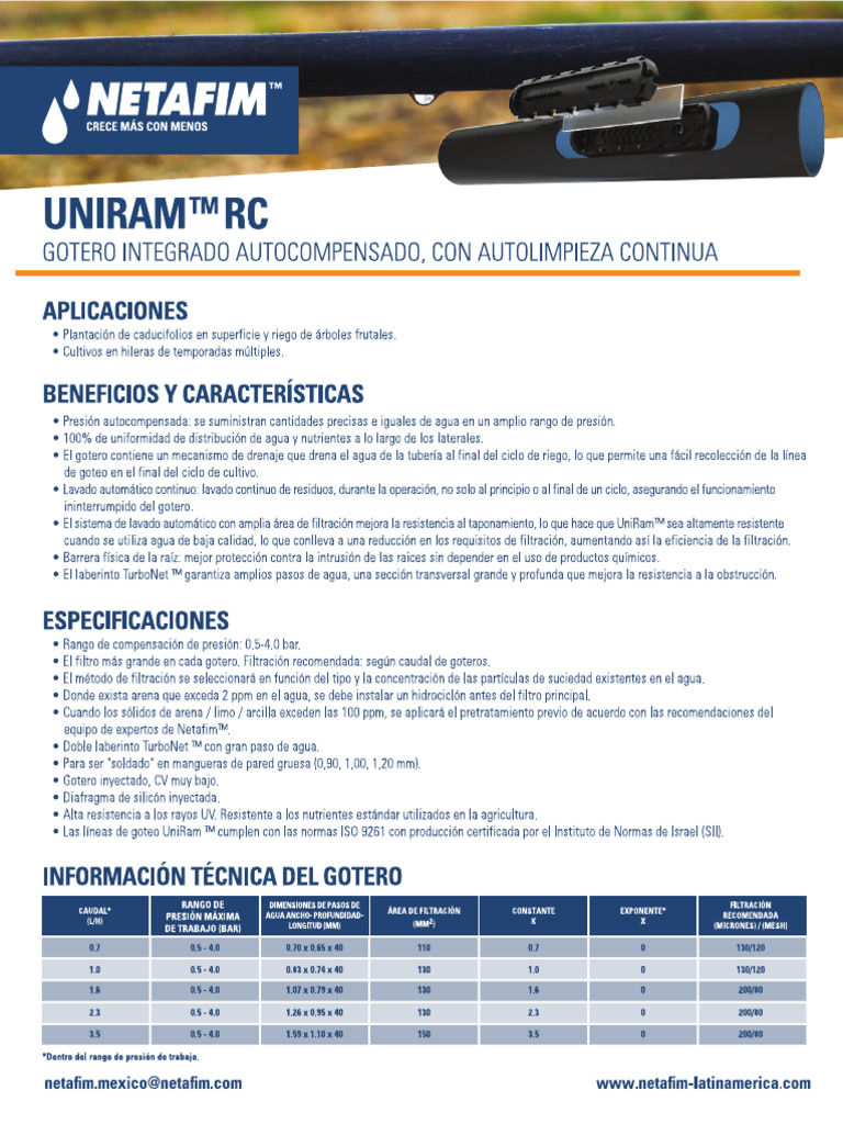 Uniram RC Ficha Tecnica | PDF
