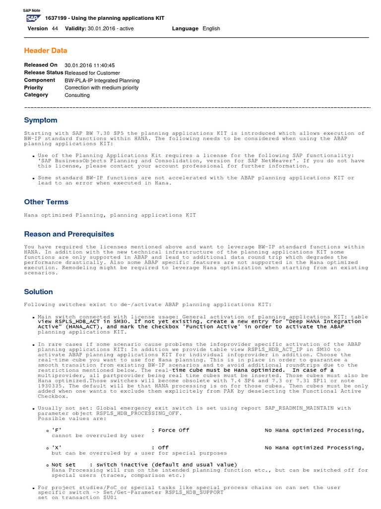SAP BW-IP Planning in HANA | PDF | Databases | Software Engineering