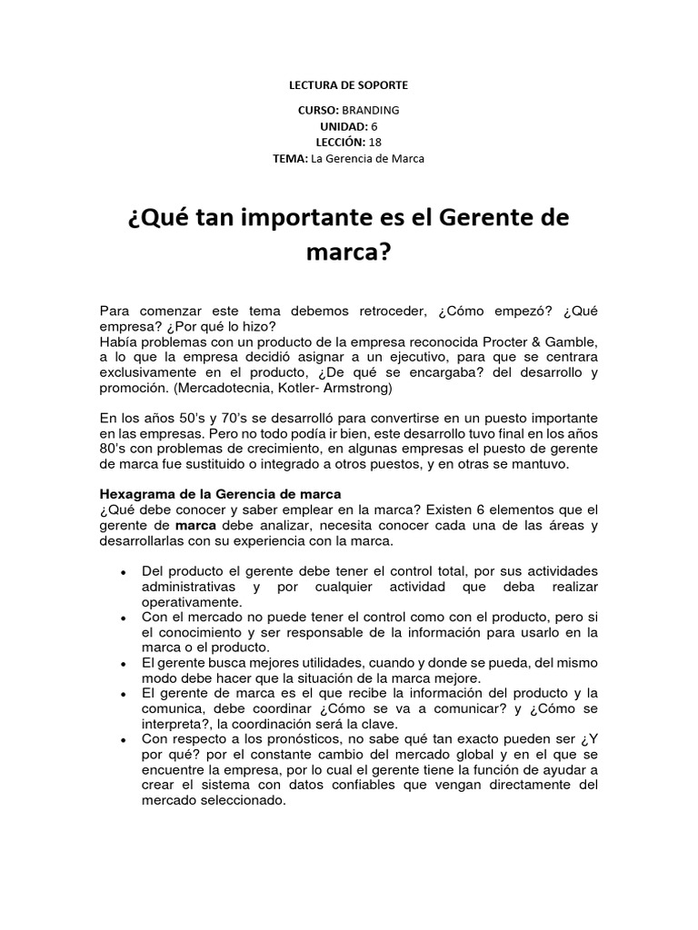 U6L3 - Lectura Complementaria | PDF | Marca | Mercado (economía)