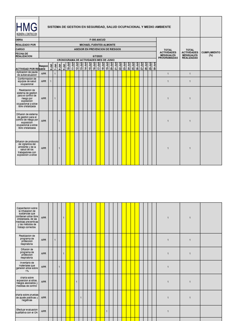 Cronograma de Actividades Protocolos MINSAL | PDF | Seguridad y salud ocupacional | La seguridad