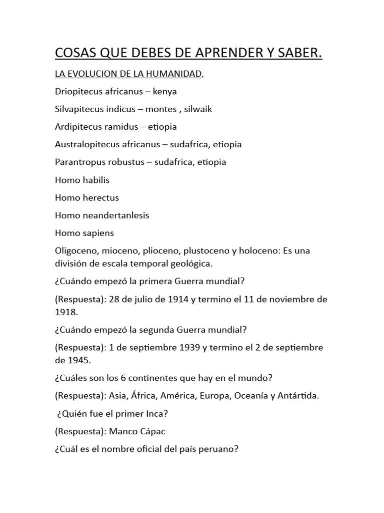 Cosas Que Debes de Aprender y Saber | PDF | Pinturas | Oxígeno