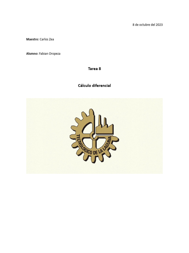 Tarea 8 Cálculo | PDF