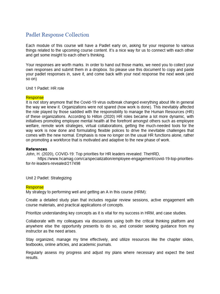 Padlet Response Collection Template | PDF | Cost Of Living | Evaluation