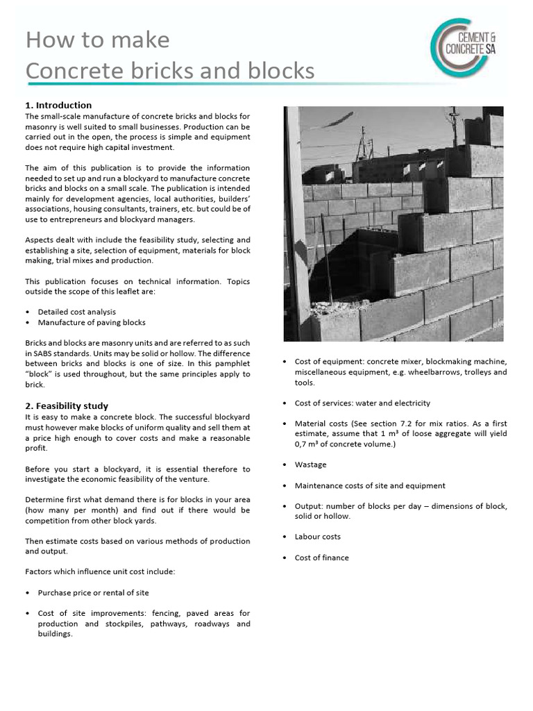 How To Make Concrete Bricks and Blocks 2024 | PDF | Concrete | Cement