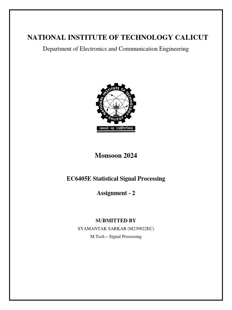 SSP Assignment 2 | PDF | Signal To Noise Ratio | Autocorrelation