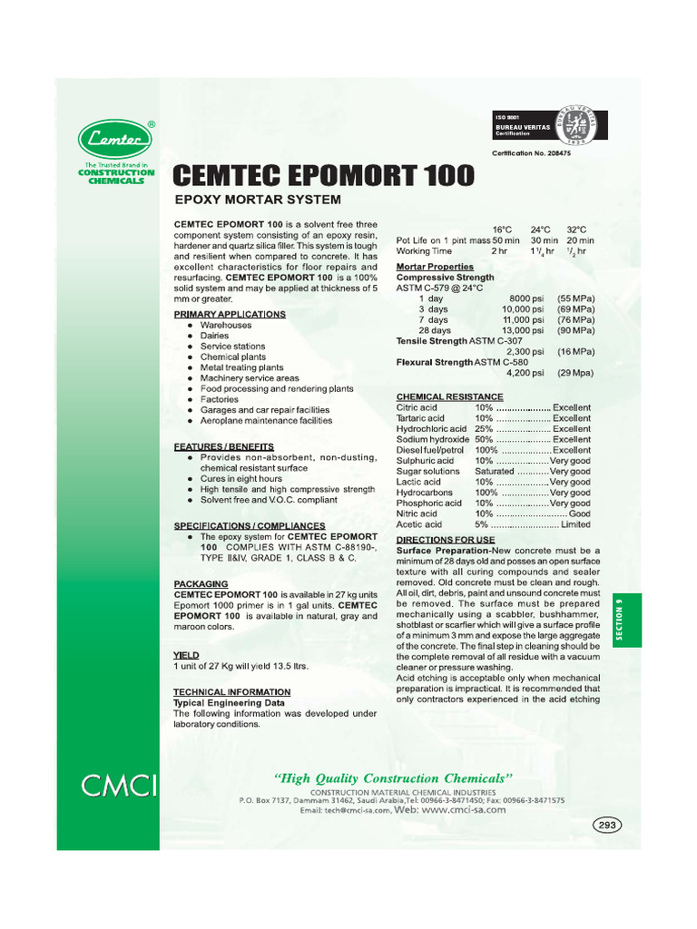 Cemtec Epomort 100 | PDF
