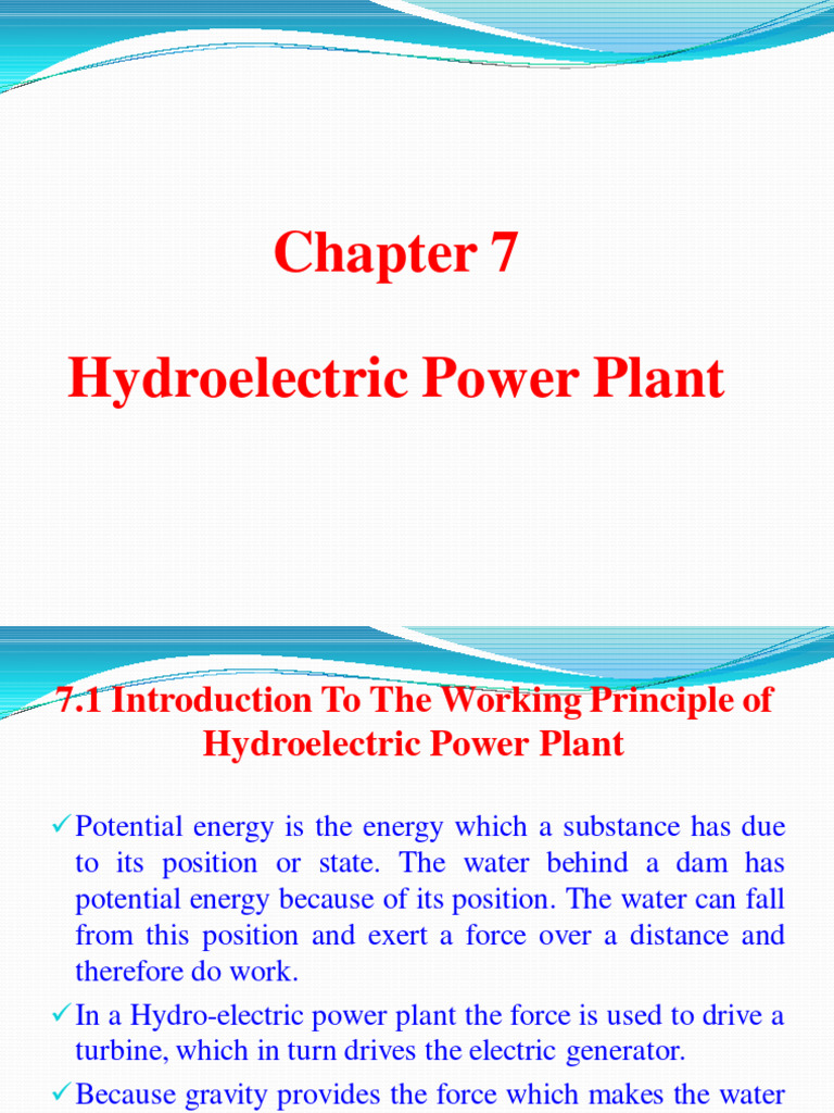 Chapter 7-Hydroelectric Power Plant | PDF | Dam | Turbine