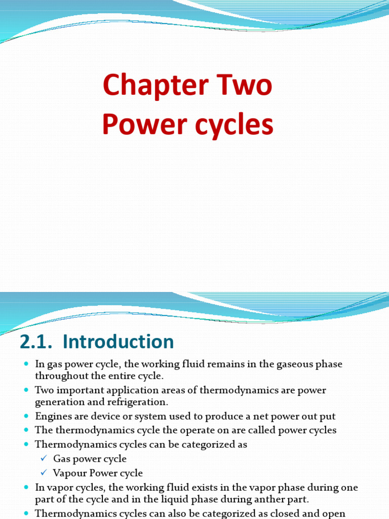 Chapter 2-Power Cycles | PDF | Steam | Engine Technology
