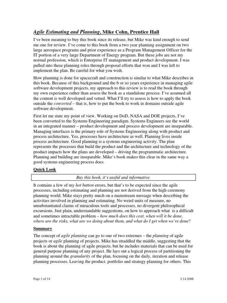 Agile Estimating and Planning | PDF | Agile Software Development | Systems Engineering
