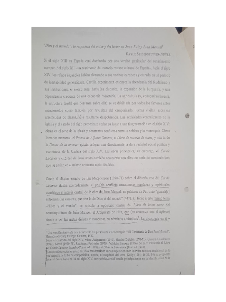 Dios y El Mundo La Respuesta Del Autor y Del Lector en Juan Ruíz y Juan ...