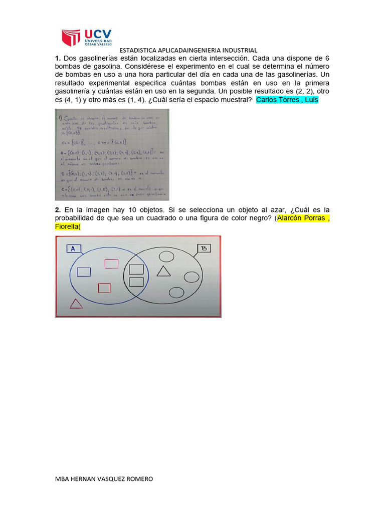 Ejercicios Propuestos-Semana 01 | PDF | Probabilidad | Matemáticas Aplicadas