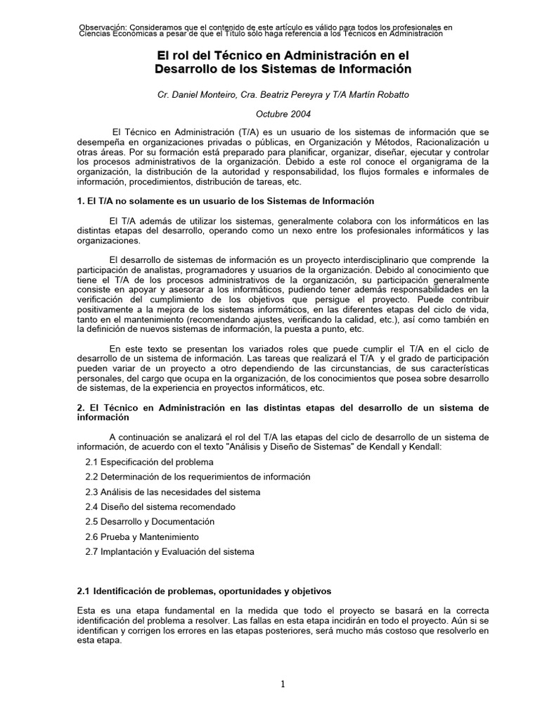 El Rol de Los Prof en Cs Es en El Desarrollo de SI | PDF | Ingeniería de software | Informática