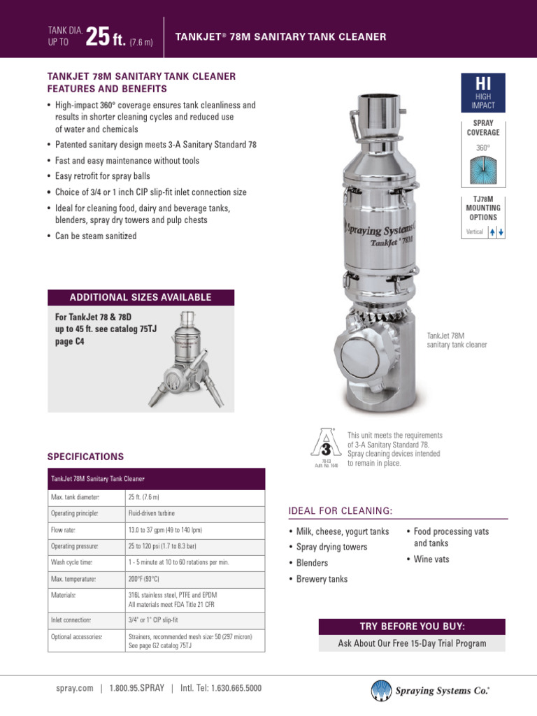 TankJet_78M_Sanitary_Tank_Cleaner | PDF | Sanitation | Liquids