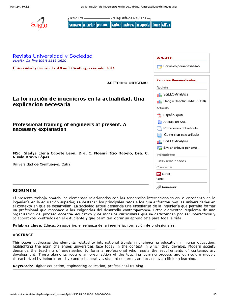 La Formación de Ingenieros en La Actualidad. Una Explicación Necesaria | Descargar gratis PDF ...