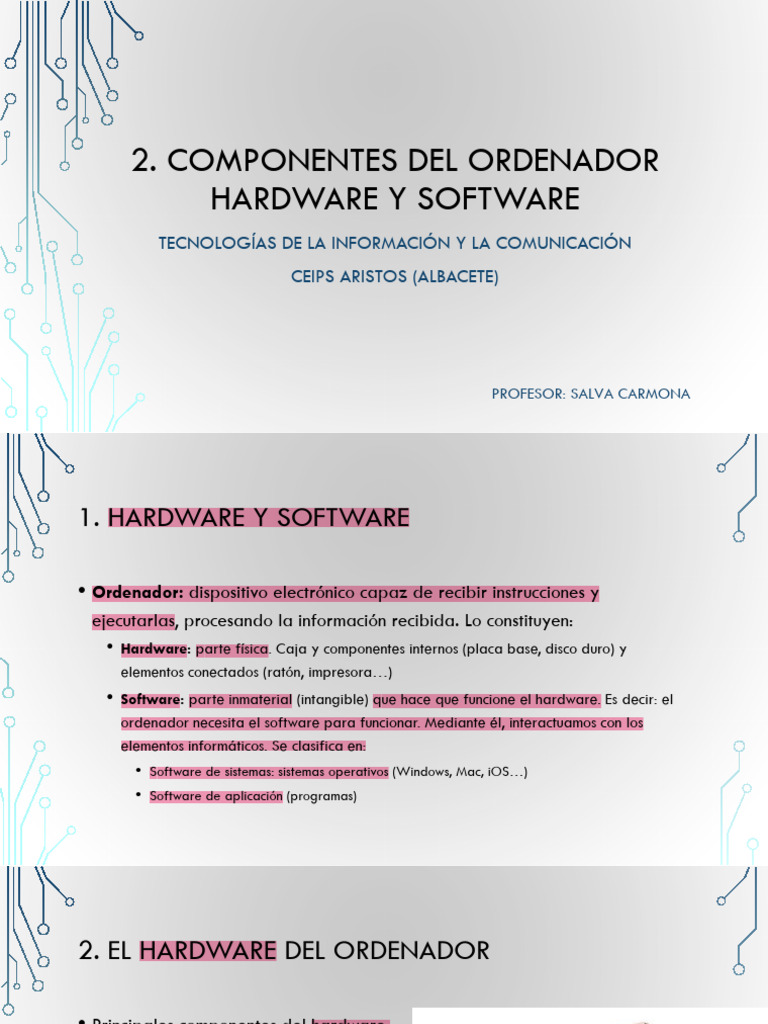 Componentes Del Ordenador. Hardware y Software | PDF | Hardware de la ...