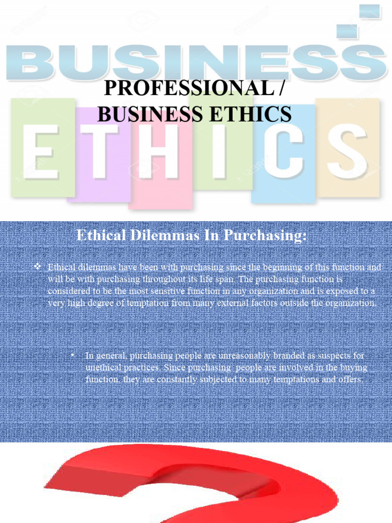 Topic 1 - Ethics in Purchasing | PDF | Integrity | Business Ethics
