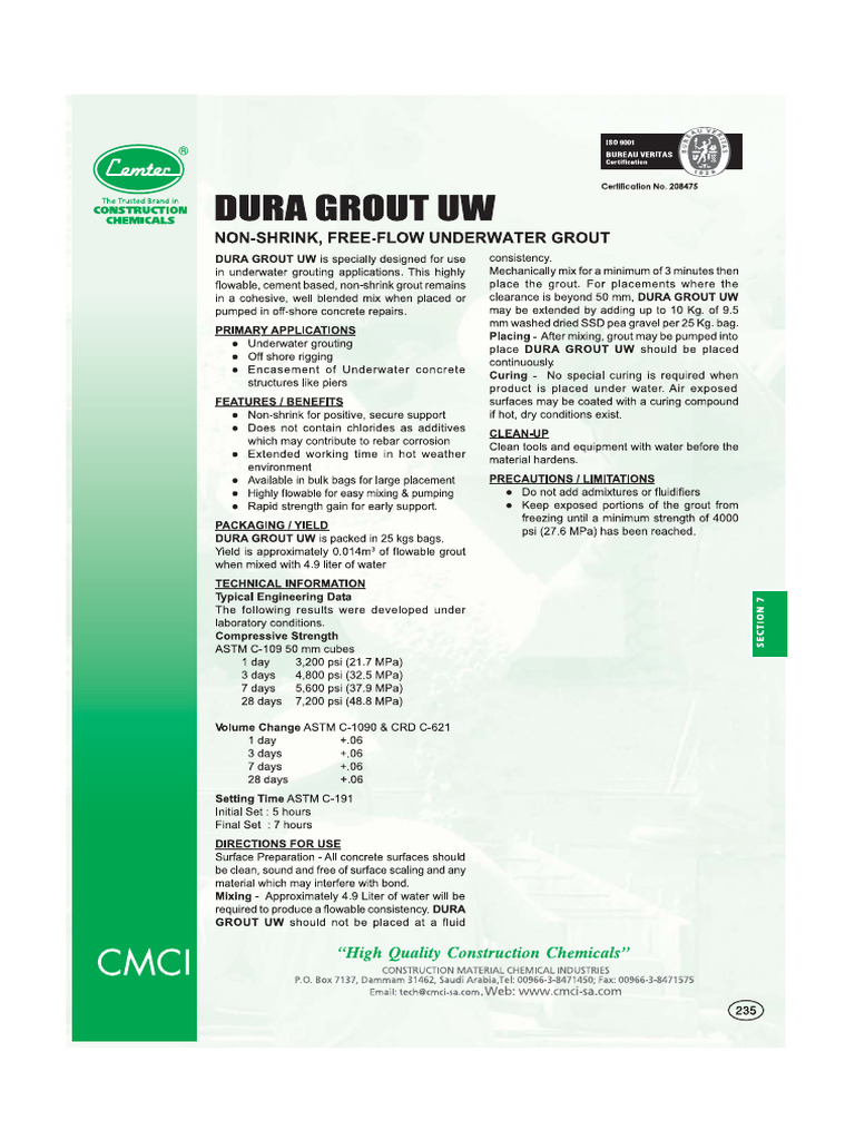 Dura Grout UW | PDF