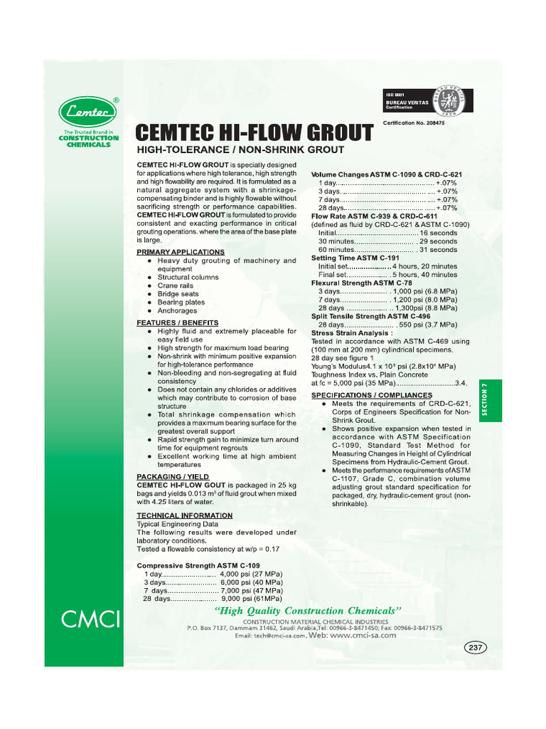 4. Cemtec Hi-Flow Grout | PDF