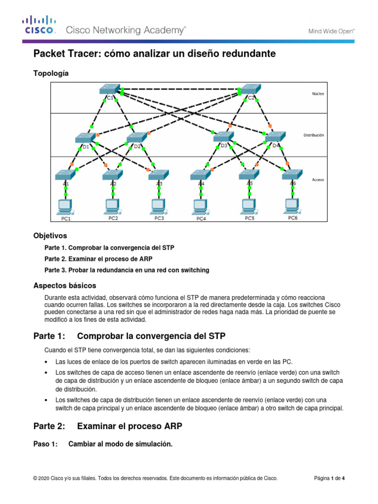 3.1.1.5 Packet Tracer - Examining a Redundant Design Instructions | PDF | Conmutador de red ...