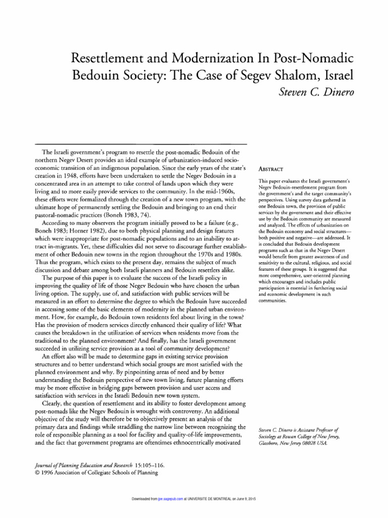 Resettlement and Modernization in Post - Nomadic Bedouin Society | PDF | Politics
